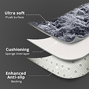 ROCYJULIN Area Rug 5x7 for Bedroom, Fluffy 5x7 Area Rugs for Living Room, Ultra Soft 5x7 Rug Non-Slip Shag Fuzzy Rug for Nursery, Kids, Girls, Boys, Grey