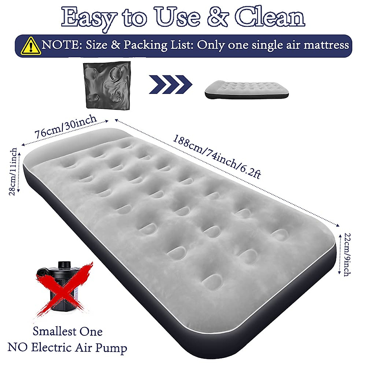 SAYGOGO Camping Air Mattress Travel Bed Sleeping Pad - Leak Proof Inflatable Mattress with Thickened Surface Built-in Pillow Air Bed for Home Camping SUV Truck RV Tent(Updated)