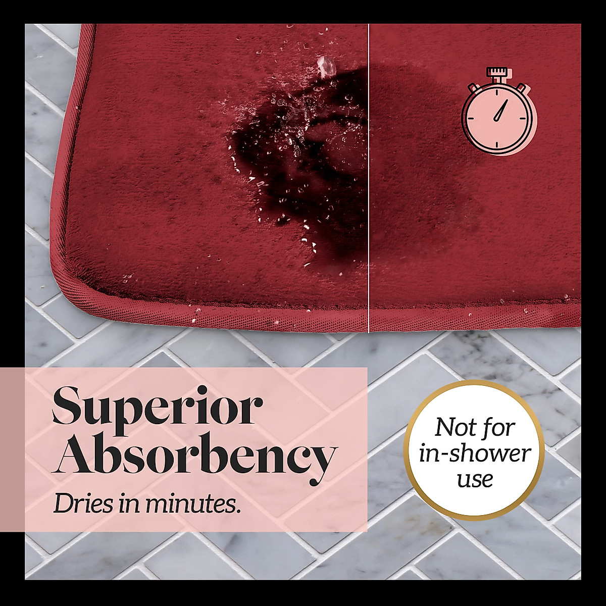 Genteele Bath Mats for Bathroom Non Slip - Red 20" x 32" Memory Foam Bathroom Rugs - Quick Dry Bath Mat