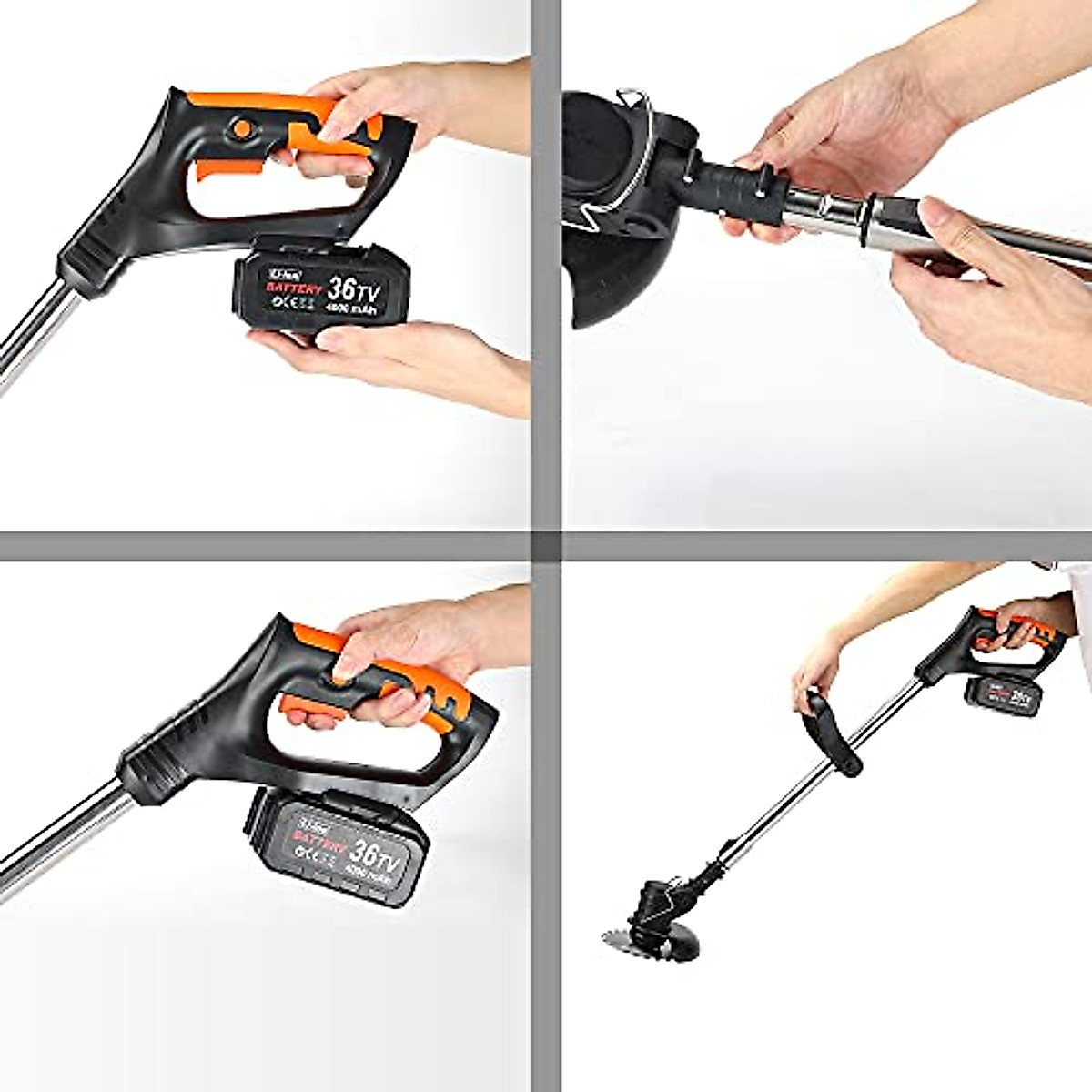Electric Weed Wacker with 4000mAh Battery, Electric Brush Cutter, Brush Mower Cordless with Charger Blade