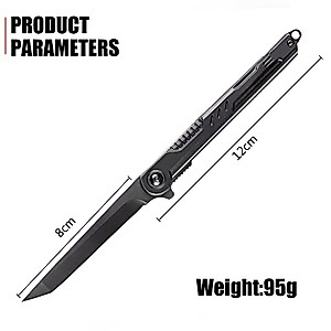 Folding Pocket Knife for Men,EDC Knife with Clip and Glass Breaker,Slim Gentleman's Knife with Tanto Blade for Outdoor Camping Hiking,Everyday Carry Portable Box and Letter Cutter(Black)