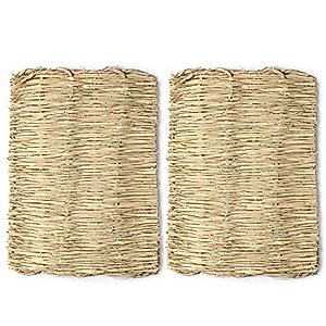 MIUPOO Pet Grass Woven Bed Mat,Small Animal Grass Mat Bedding,Pet Chew Grass Mat Toys Bed for Guinea Pig,Parrot,Rabbit,Hamster,Cat Dog and Small Animal,2 Pieces.