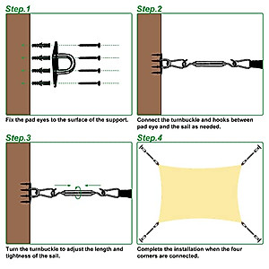 Ollieroo Shade Sail Hardware Kit for Rectangle and Square Sun Shade Sail Installation 8 Inches Silver