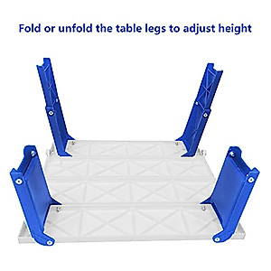 Portable Folding Beach Table for Sand Foldable Adjustable Side Table Desk for Camping Picnic BBQ with Carry Bag, Blue