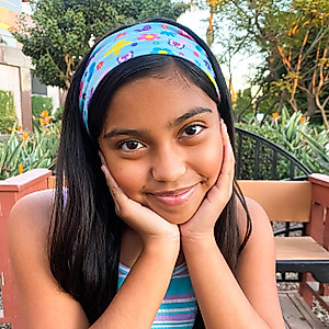 FROG SAC 3 Wide Headbands for Girls, Elastic Hair Bands for Kids, Soft Fabric Stretch Hair Accessories for Children, Cute Sports Yoga Girl Headband (Unicorn/Butterfly/Princess)