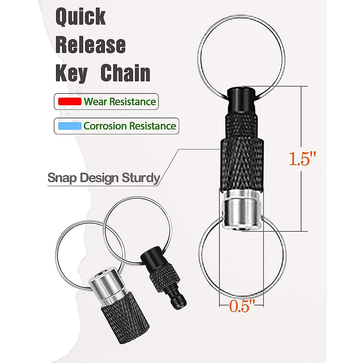 Oythiem Quick Release Keychain Keyring for Men, Women - Detachable Keychain Key Ring Quick Release for Easy Access to Your Keys, Pull Apart Key Chain Double Key Ring for Bag, Belt (2 Packs)