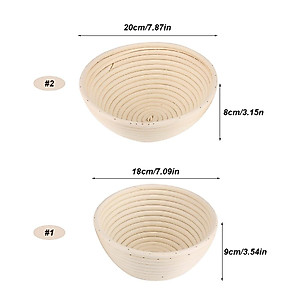 MAVIS LAVEN 8 Inch Bread Basket Round Proofing Basket for Bread Baking Dough Rising Rattan Basket (189cm)