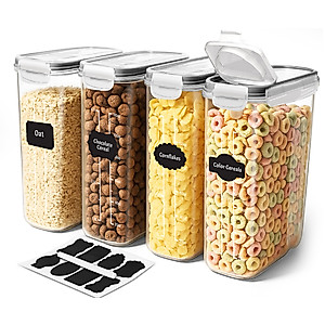Utopia Kitchen Cereal Containers Storage - 4 Pack Airtight Food Storage Containers & Cereal Dispenser For Pantry Organization And Storage - Canister Sets For Kitchen Counter