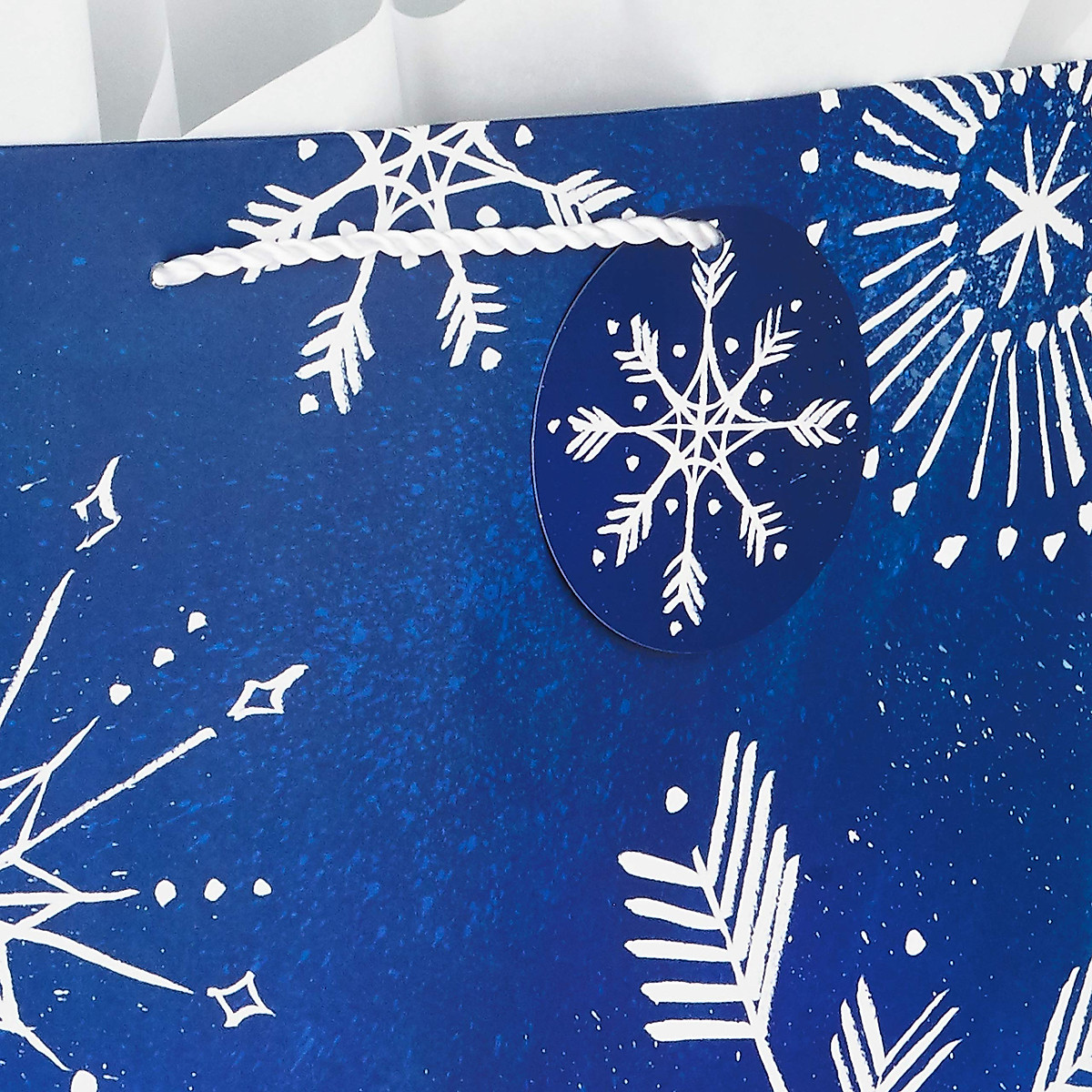 Hallmark 17" Extra Large Holiday Gift Bags with Tissue Paper (3 Gift Bags: Starry Snowflakes on Navy Blue) for Christmas, Hanukkah, Weddings, Birthdays