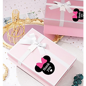 Pop Resin Mickey Minnie a Mouse Thank You Stickers 2.38 x 2 inch Mickey Ears Thank You Labels for Envelope Seals Birthday Baby Shower Party 200 Pack, Pink