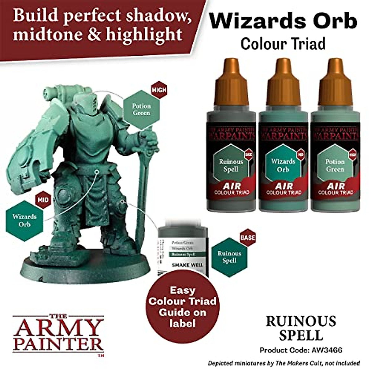 The Army Painter Warpaints Air Ruinous Spell - Non-Toxic Water Based Airbrush paint – acrylic paint and primer for Tabletop Roleplaying, Boardgames, and Wargames Miniature Model Painting