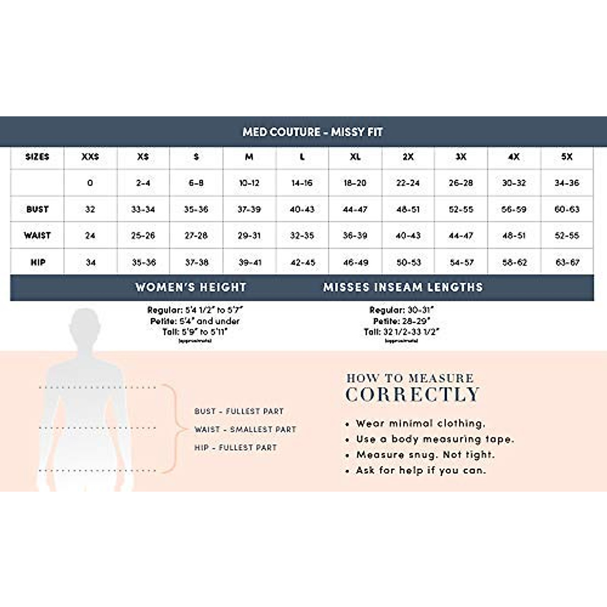 Med Couture Touch Women's V-Neck Knit Back Top, Black, Medium