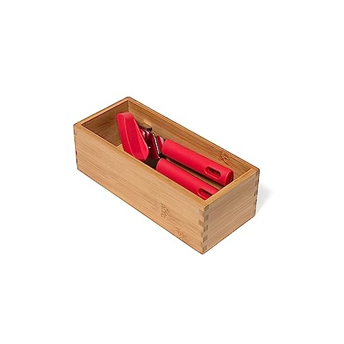 Lipper International Bamboo Wood Utensil Holder Storage Box for Cooking Tools, Makeup, or Office Supplies, 4" x 9 1/4" x 3"