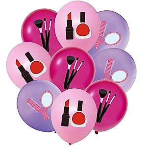 Dartsz 12pcs Spa Makeup Cosmetics Balloons Bouquet for Spa Theme Birthday Bride Shower Girl’s Day Party Decorations
