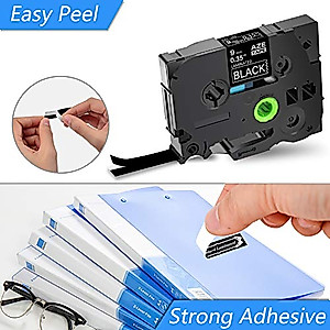 GREENCYCLE 4 Pack Compatible for Brother TZe-325 TZe325 TZ325 TZ-325 AZE Label Tape 0.35 Inch 9mm 3/8" White on Black Laminated for PTD210 PT-H100 PTH110 PT-D400AD PTD600 PT-1290 PT2430PC