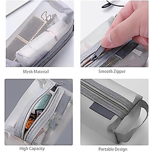 Finyoffiy 3pcs Portable Square Mesh Storage Bag,Zippered Mesh Cosmetic Bag,Small Square Mesh Coin Purse Travel Storage Carry Pouch (3pcs)