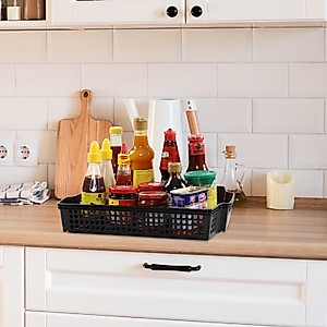 Yuright 6 Packs Stacking Storage Basket Tray, Plastic A4 Paper Storage Baskets, Black