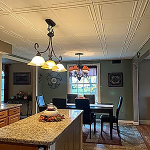 A La Maison Ceilings R24 Line Art Foam Glue-up Ceiling Tile (128 sq. ft./Case), Pack of 48, Plain White