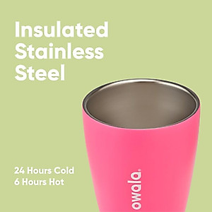Owala SmoothSip Insulated Stainless Steel Coffee Tumbler, Reusable Iced Coffee Cup, Hot Coffee Travel Mug, BPA Free, Perfect for Cappuccino, 10 oz, Pink (Watermelon Breeze)
