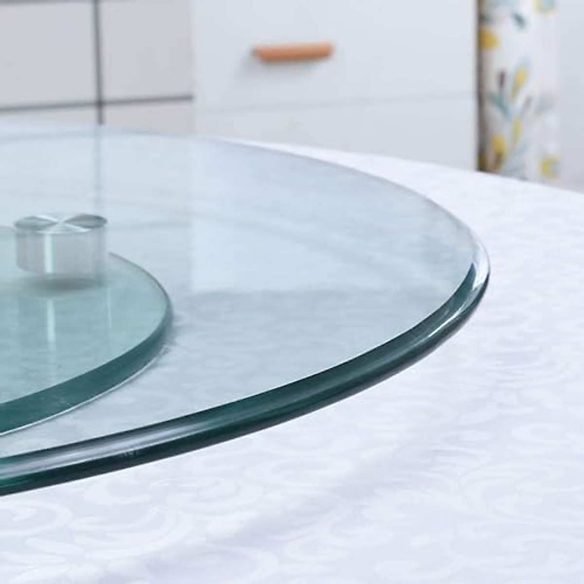 Large Dining Table Turntable, Round Clear Tempered Glass Lazy Susan Rotating Turntable Tray, for Banquets Party Family Dinners Large Swivel Serving Plate ( Color : Clear , Size : 50cm (20inch) )