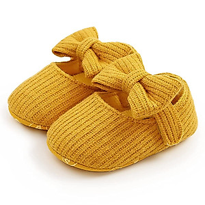 QWZban Baby Girls Mary Jane Flats with Bowknot Soft Newborn Infant Crib Shoes Wedding Party Dress Shoes First Walkers