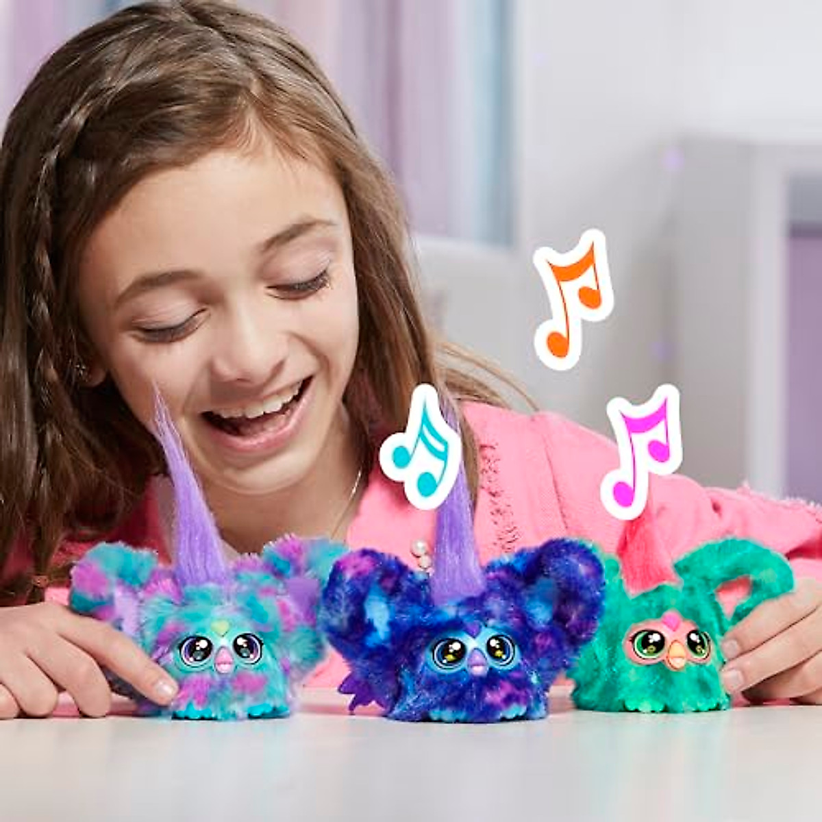 Furby Furblets Star-Lee Mini Friend, 45+ Sounds, Galaxy Music, Speaks Only Furbish, Electronic Plush Toys for Girls & Boys, Interactive Pets, Dark Blue, 6+