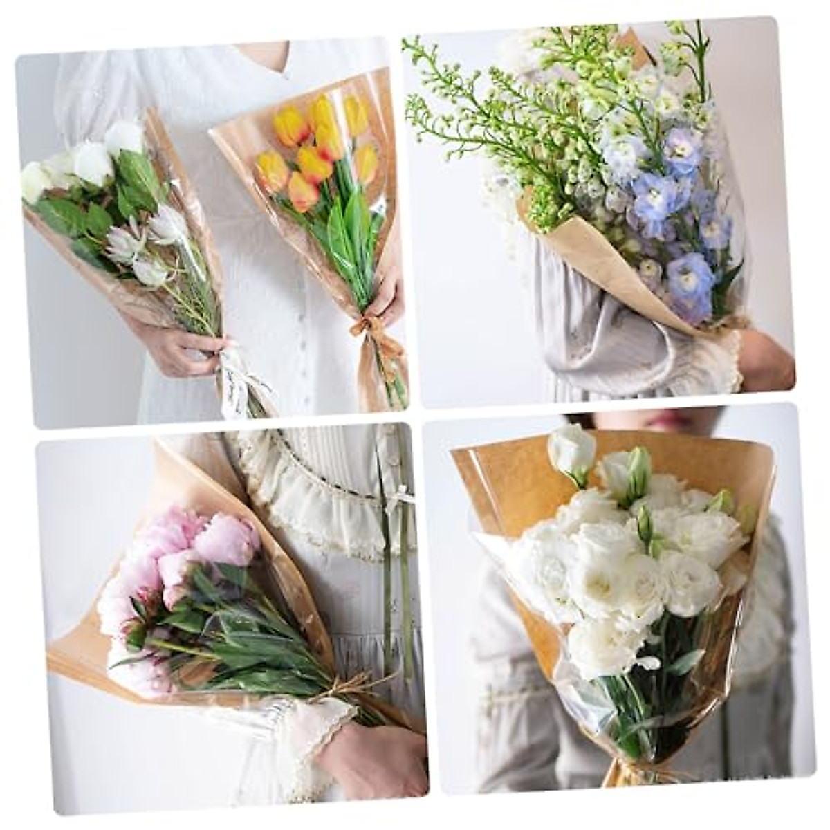 EXCEART 150 Pcs Packing Bag Single Flower Wrapping Bags Florist Wrapping Bag Bouquets Wrap Bags Floral Bouquet Gift Packaging Flower Arrangement Bag Wedding Vintage Paper Birthday Present