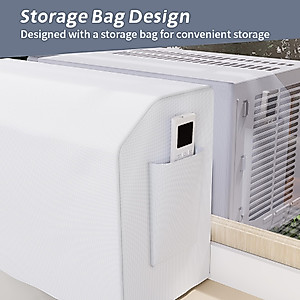 Flamorrow U-Shaped Window Air Conditioner Indoor Cover with Storage Bag, Indoor Full Cover for U-Shaped Window AC Unit, Windproof Design Protective Indoor Cover for Indoor AC Unit, Block Draft & Dust