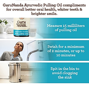 GuruNanda Original Oil Pulling Oil & Whitening Pulling Oil, Blend of Coconut & Pure Peppermint Oil - Ayurvedic, Alcohol & Fluoride Free, Vegan, Natural Mouthwash for Teeth Whitening & Fresh Breath