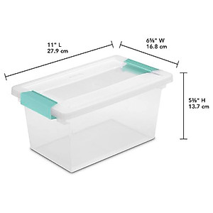 4-Pack Medium Clip Box, Stackable Small Storage Bin with Latching Lid, Plastic Container to Organize Office, Crafts, Clear Base and Lid