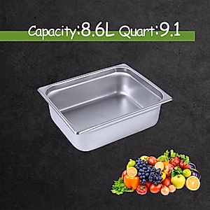 STEELBUS 6 Pack 1/2 Size,4 Inches Deep Steam Table Pan,Anti-Jam Standard GN Hotel Pans,NSF Commercial Stainless Steel Chafing Pans,Catering Storage Metal Food Pans for Restaurant, hotel & home