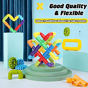 EP EXERCISE N PLAY Kids STEM Building Toys Tube Locks Construction Blocks Set Creativity Interlocking Pipe, Preschool Educational Learning Toys Gift Present for Toddlers Boys and Girls 3-5 (250PCS)