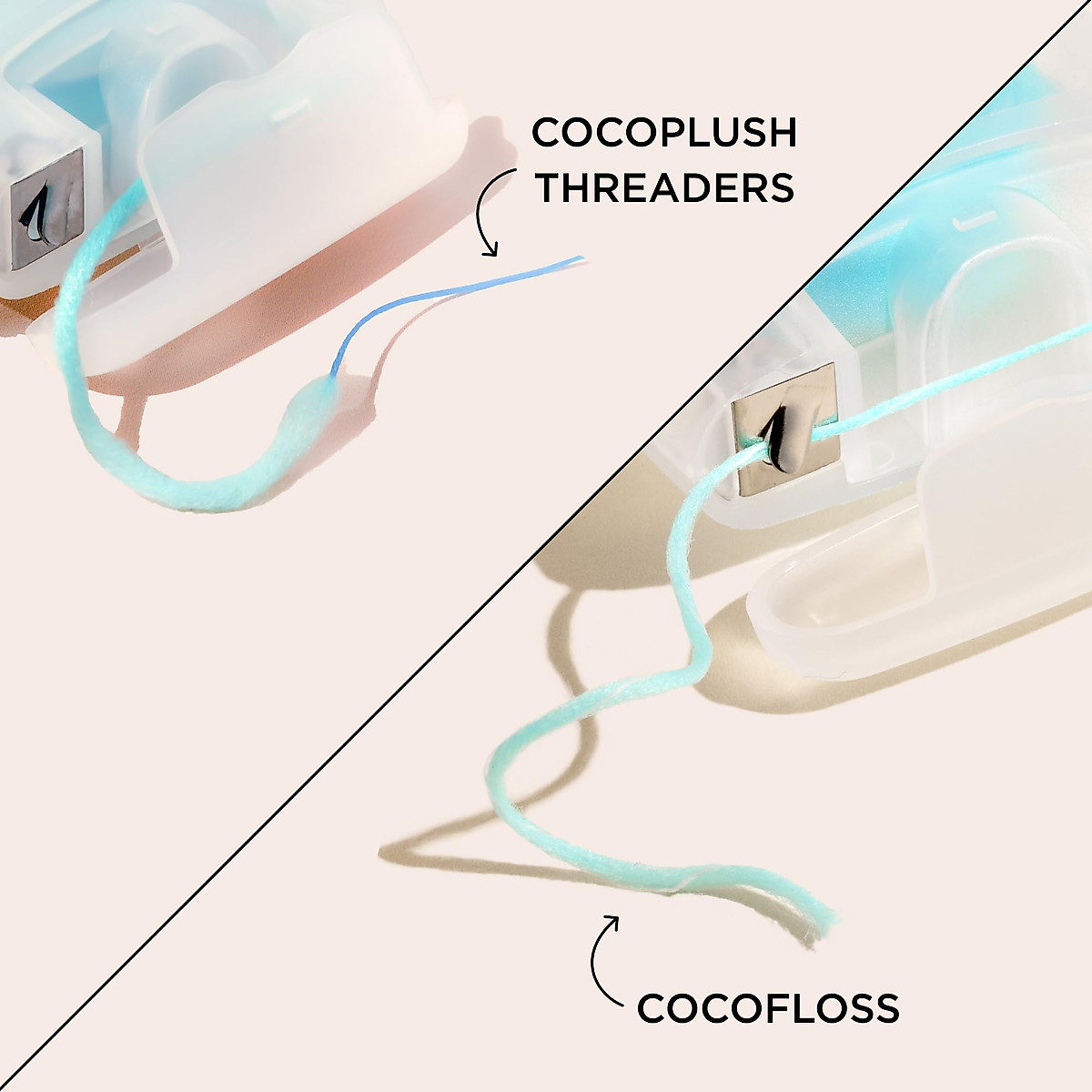Cocofloss CocoPlush Threaders, Dental Floss for Implants, Bridges, and Braces, Mint, Waxed, Dentist-Designed Oral Care with Coconut Oil, 30 Per Pack