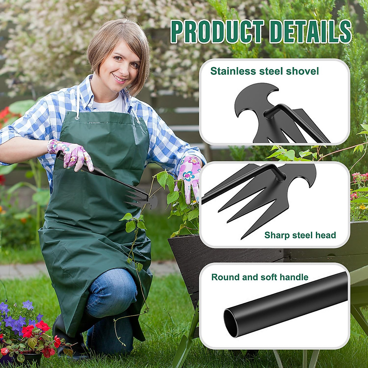 Manual Weed Remover Tool for Lawn and Garden, 2025 Upgrade Garden Weed Pulling Tool Uprooting Weeding Tool,Weed Puller Tool 4 Tooth Manganese Steel for Gardening Backyard Farm (11.8in)