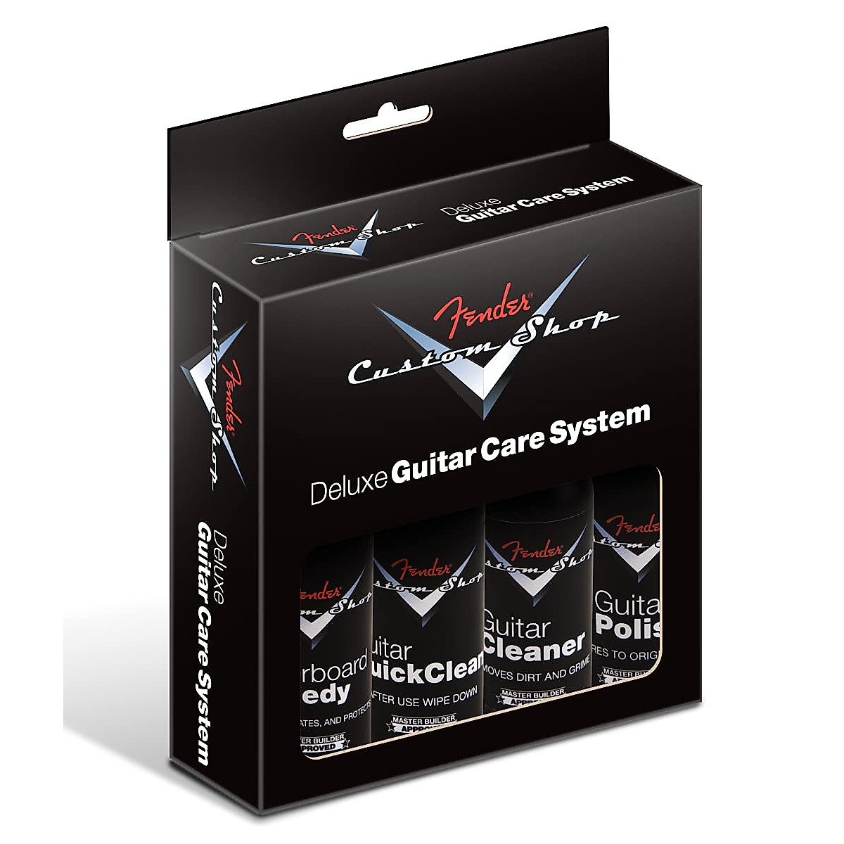 Fender Guitar Super Care Kit Bundle with Speed Stick String Cleaner, Custom Shop Deluxe Guitar Care System 4 Pack, Super-Soft Dual-Sided Microfiber Cloth, and Fender Factory Microfiber Cloth