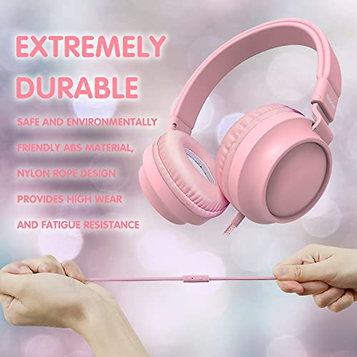 MIDOLA Kids Headphone Wired Over Ear Foldable Noise Protection Light Stereo Headset with Inline Cable AUX 3.5mm Mic for Young Boy Girl Child Travel School Pad Notebook Laptop Tablet Blue