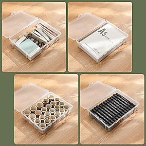 Vidifor Plastic Storage Containers with Latching Lid for Art Craft Supply, Crayon, Pencil Box, Photos, Washi Tape (White Empty -1 pack)