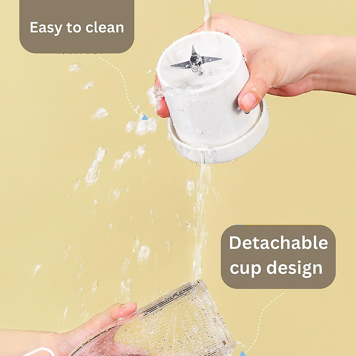 Portable Blender 2 Pack - 350 ML (12oz) Personal Size Blender for Gift - USB Rechargeable Wireless Travel Blender - Fresh Juice Blender with Stainless Steel 4 Blades Design for Shakes and Smoothies