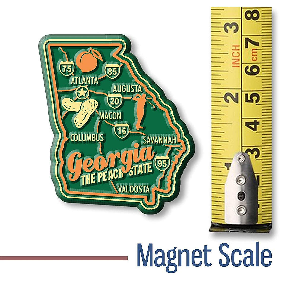 Georgia Premium State Magnet by Classic Magnets, 2.2" x 2.5", Collectible Souvenirs Made in The USA