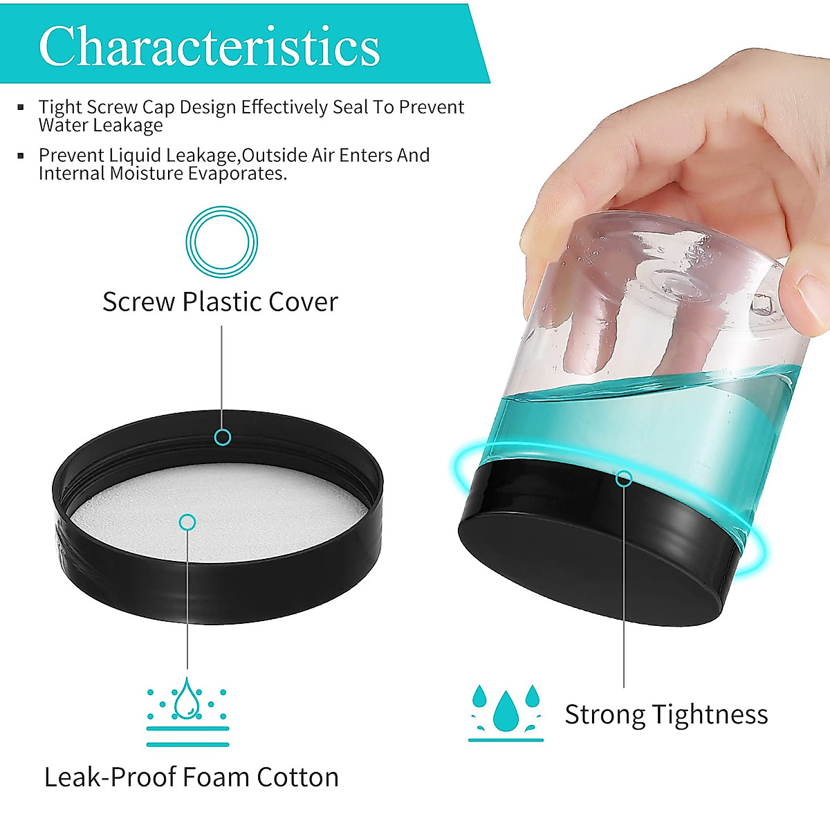 8OZ 32PCS Plastic Jars with Lids Empty Slime Cosmetics Containers Clear Gift Round PET Cream Jars with Black Lids Pen Labels for Kitchen Storage Spices Dry Food Body Butter Slime Making