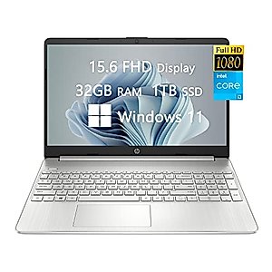 2022 Newest Upgraded HP Laptops for College Student & Business, 15.6 inch FHD, 11th Gen Intel Core i3-1115G4 32GB DDR4 RAM, 1TB PCIe SSD, Wi-Fi, Bluetooth, Windows 11 Silver ROKC MP (15-dw3033dx)