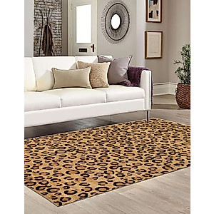 Unique Loom Wildlife Collection Area Rug - Leopard (9' x 12' Rectangle, Light Brown/ Black)