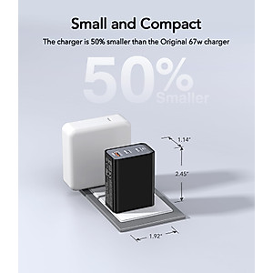 65W USB C Fast Charger Cube, 3-Port GaN Multi Type C Charging Station Hub, PD3.0 USB C Wall Charger Power Adapter Block Plug for iPhone 11/12/13/14/15/Pro Max, MacBook Pro, iPad, Laptops