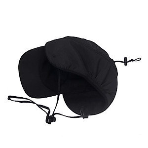 Winter Baseball Earflap Cap with Detachable Windproof Strap Fleece Inside Cap Water Repellency Outdoor Cap Adult (Black)