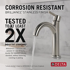 Delta Faucet Nicoli Single Hole Bathroom Faucet Brushed Nickel, Single Handle Bathroom Faucet, Drain Assembly, Stainless 15749LF-SS