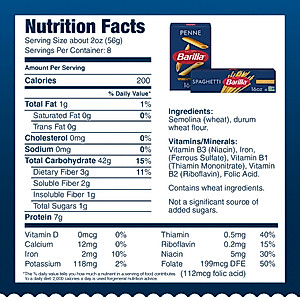 Barilla Penne Pasta & Spaghetti Pasta Variety Pack, 16 oz. Boxes (Pack of 8) - Non-GMO Pasta Made with Durum Wheat Semolina - Kosher Certified Pasta