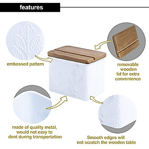 NIKKY HOME 4x6 Kitchen Metal Recipe Organization Box with Cards and Dividers, Plant Embossing Pattern