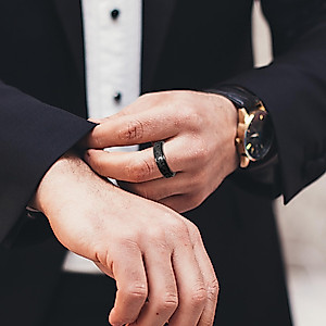 LuckyAmor Stainless Steel Spinner Ring, Halo Style, Black, for Women and Men - Size 6-10, Anxiety Moon Star Ring, Unique Gift for Teen Girls Boys, Hypoallergenic