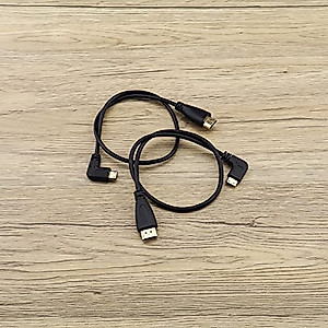 Micro Traders 2PCS Mini HDMI to HDMI Cable 50cm Mini HDMI Male 90 Degree Left and Right to HDMI Male Cable for Camera Video Card Laptop Tablet HDTV Monitor Projector