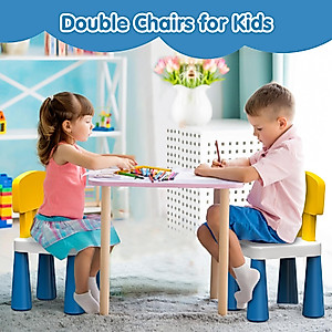 Arscniek 2Pcs Plastic Toddler Chair, Lightweight and Sturdy Kids Chair, 17" Height Little Seat Chairs for Home, Kindergarten, Playroom, Lawn, Beach, Indoor or Outdoor Use for Girls Boys Age 3-7 (Blue)
